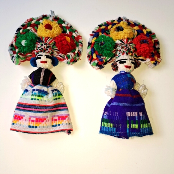 Handmade | Wall Decor | Vintage Mexican Folk Art Aztec Yarn Doll Wall ...
